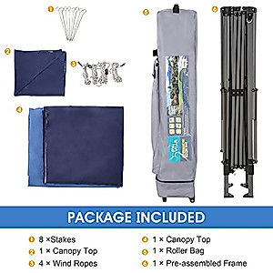 PHI VILLA Easy Set-up 13x13 Pop Up Canopy Gazebo Outdoor Tent Portable 169 sq.ft Sun Shade, Blue