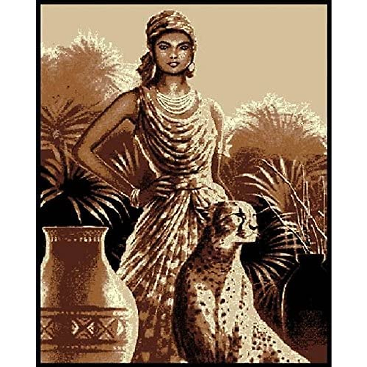 Lion Tiger Jungle Queen African Safari Area Rug (5’ 3” X 7’ 5”)