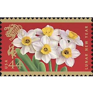 Year of the Tiger: Narcissus Flowers (Celebrating Chinese Lunar New Year), Full Sheet of 12 x 44-Cent Postage Stamps, USA 2010, Scott 4435