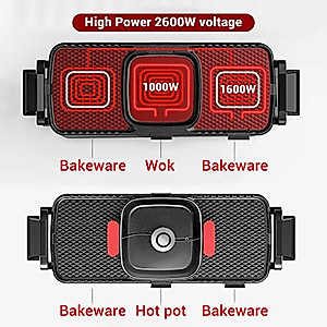 Barbecue Hot Pot 2 In 1, Indoor Korean BBQ, Dual Control Shabu Shabu, Hot Pot with Grill, Multifunction Smoke Free Stove Portable with Free Spoons, Brushes, Pliers, Strainer Scoops 110v.