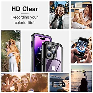 Temdan [Real 360] for iPhone 14 Pro Max Case Waterproof, Built-in 9H Tempered Glass Camera Lens & Screen Protection [14FTMilitary Dropproof][Full-Body Shockproof][Dustproof][IP68 Underwater]Phone Case