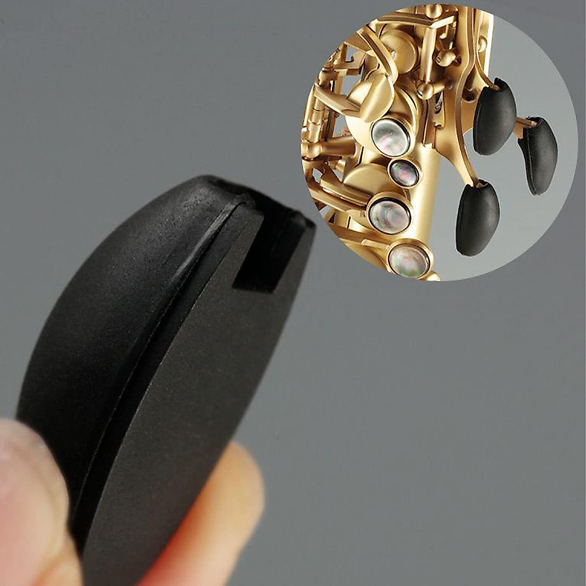 KAIY 3Pcs Saxophone Rubber Thumb Rest, Black Silicone Thumb Rest Palm Key Risers Finger Protector, for Alto Tenor Soprano Sax Key Pad Accessories