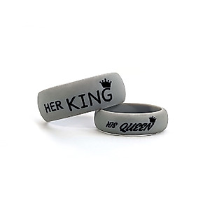 AERA CUSTOMIZED His & Hers Silicone Wedding Band Set - Engrave Any Text, Symbol, Image - Ships Next Day