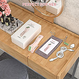 Electric Razor for Women brori Shavers Bikini Trimmer Body Hair Removal 3 in 1 Rechargeable Wet & Dry Painless Cordless for Legs and Underarms, with 2 Speed Childproof Lock