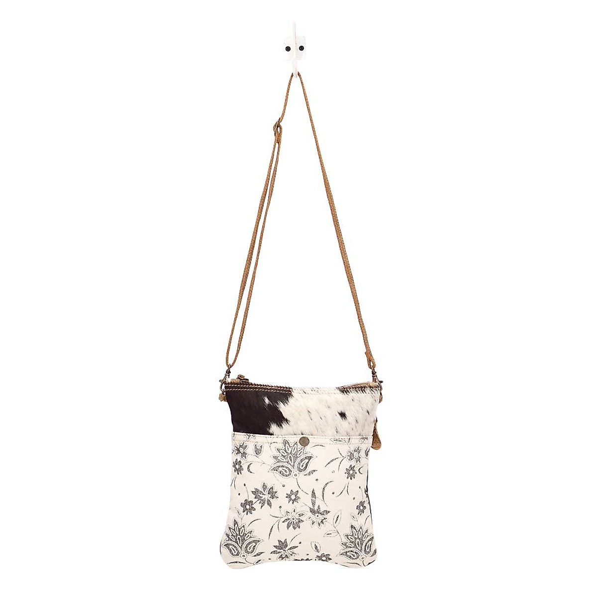 Myra Bag Anemone Upcycled Canvas & Cowhide Small Crossbody Bag S-1499