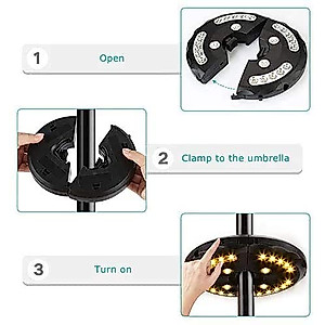 Patio Umbrella Light Warm White 3 Lighting Modes Cordless 24 LED Lights,4 AA Battery Operated Umbrella Pole Light for Patio Umbrellas Camping Tents or Outdoor Use