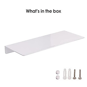 Veefos Floating Shelf Bathroom Shelf Wall Mounted, Metal Small Wall Shelf Bathroom Storage Shelf Bathroom Organizer for Vanity, Aluminum, White(1 Pack, 11.6 inch)