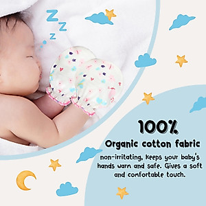 RATIVE Newborn Baby Hand Cotton Gloves Sleep Sleeping No Scratch Mitten Mittens Mitts Set for 0-3 0-6 Months Boy Boys Girl Girls (6 Pairs/g46)