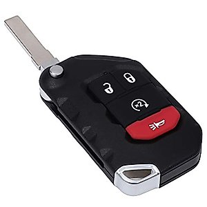SELEAD Flip Key Fob 4 Buttons Keyless Entry Remote fit 2020 for Jeep Gladiator 2018-2020 for Jeep Wrangler Antitheft Keyless Entry Systems 68416782AA 1pc 433.92MHz, Black