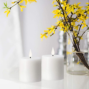 smtyle White Battery Operated Flickering Flameless Candles Set of 2 for Home Decoration Votive Birthday Gardens Outdoor