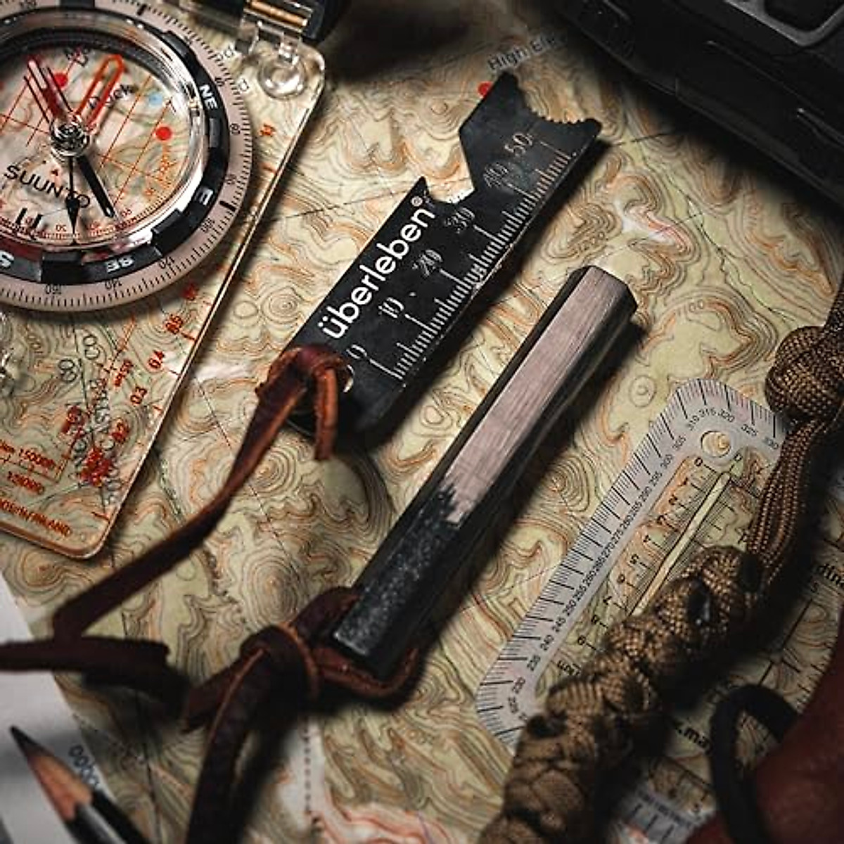 überleben Hexå Lite Ferro Rod Fire Starter for Survival – Up to 20,000 Strikes, 3" Long, 1/2" Thick Hexagon Fire Steel with Striker and Lanyard – Waterproof Flint and Steel for Camping