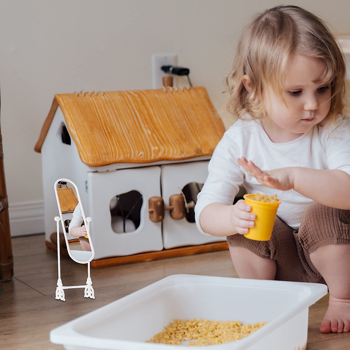 ARTIBETTER 2 Sets Miniature Standing Dressing Mirror Miniatures Dolls House Mirror for Dollhouse DIY Craft Bedroom Furniture