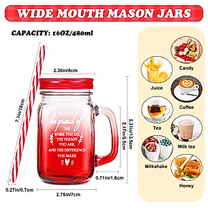 Teacher Gifts Teacher Glass Cups 16 Oz Teacher Appreciation Mason Jar Mugs with Handles Lids and Straws Teacher Appreciation Week Gift Teacher Tumbler Cup for Back to School Graduation (20 Pack)