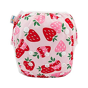 Babygoal Baby Girl Swim Diaper, Reusable Adjustable Washable Swim Underwear Fits 0-8M Baby Gifts and Swimming Lessons One Pack Small