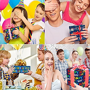 U'COVER Birthday Wrapping Paper 6 Large Sheet Happy Birthday Gift Wrapping Paper for Kids Boys Girls Men Women Baby Shower 3 Style Colorful Birthday Greeting Gift Wrap Paper Folded Flat 27 * 37inch