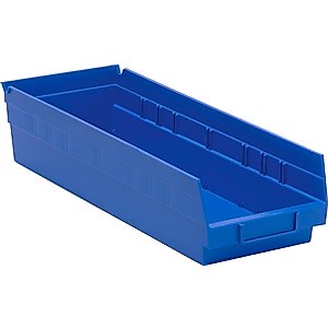 QUANTUM STORAGE SYSTEMS K-QSB104BL-10 10-Pack Plastic Shelf Bin Storage Containers, 17-7/8" x 6-5/8" x 4", Blue