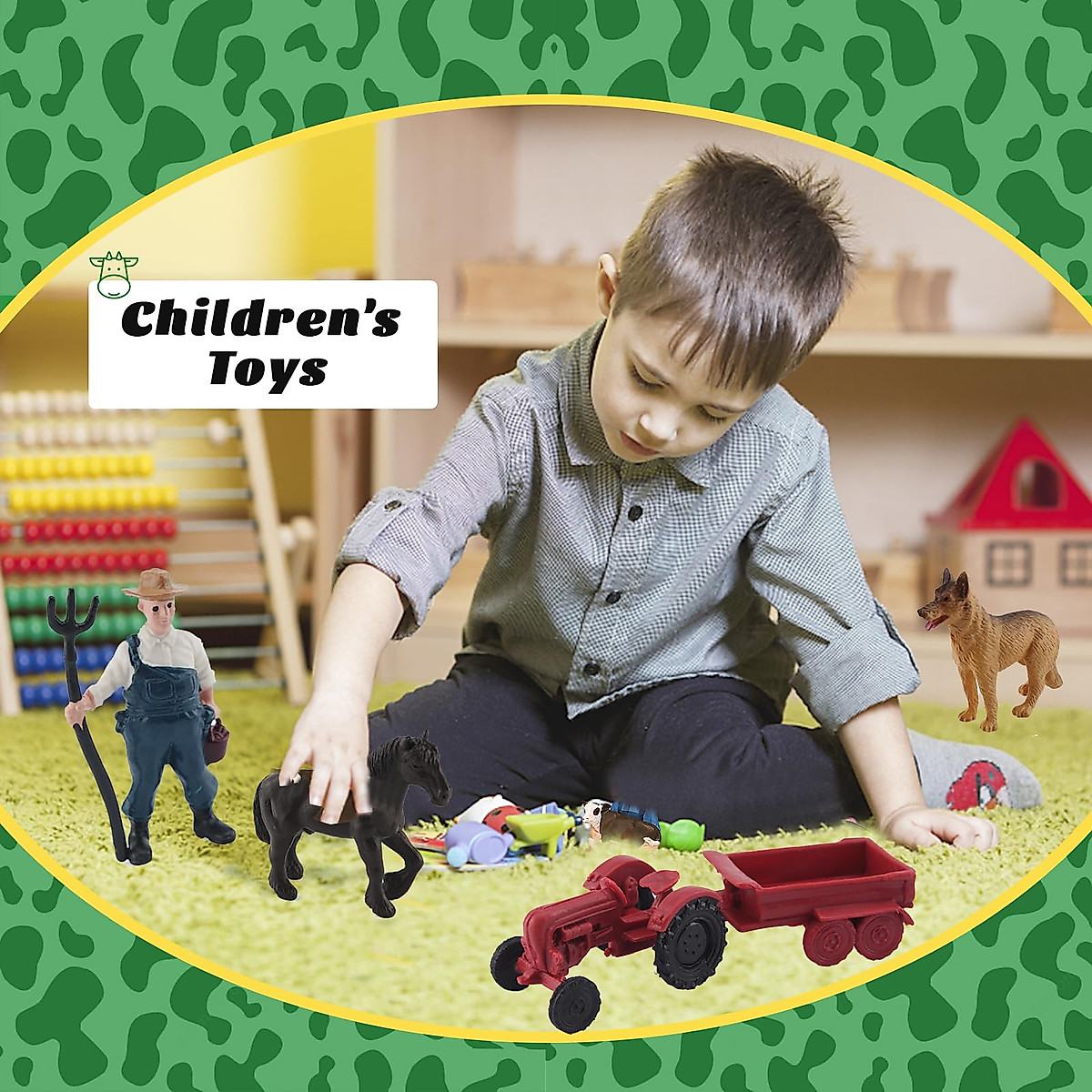 MEMOVAN Realistic Mini Barn Farm Toys Tractor Playset - Plastic Farm Animals Figurines Farm Cake Toppers Farm Figures Farmer Vehicle Toy Truck with Trailer for 3-12 Years Old Kids Boys Girls Toddler