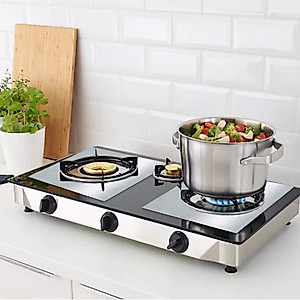 KICNIC Square Stove Burner Covers 10 Pcs, Non-stick Gas Range Protectors Liners, 10.6 x10.6 in, Silver Stovetop Covers, 0.2mm