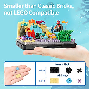 HIGH GODO Fish Tank Aquarium Building Sets, Creative Model Mini Block with Light kit, Collectible Ocean Exploration DIY Toys for Adults Boys Girls Ages 8+(559PCS)