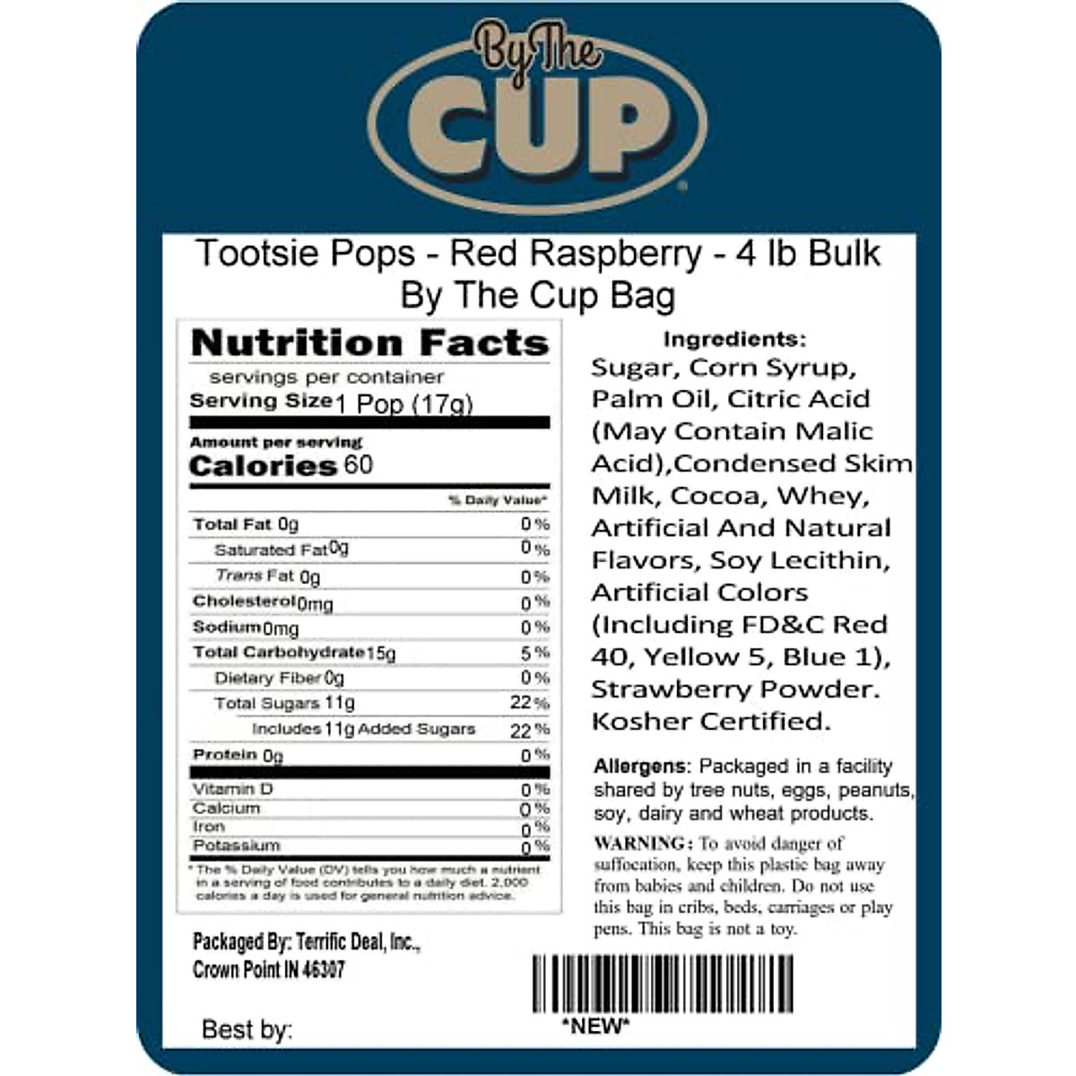 Tootsie Pops - Red Raspberry - 4 lb Bulk By The Cup Bag
