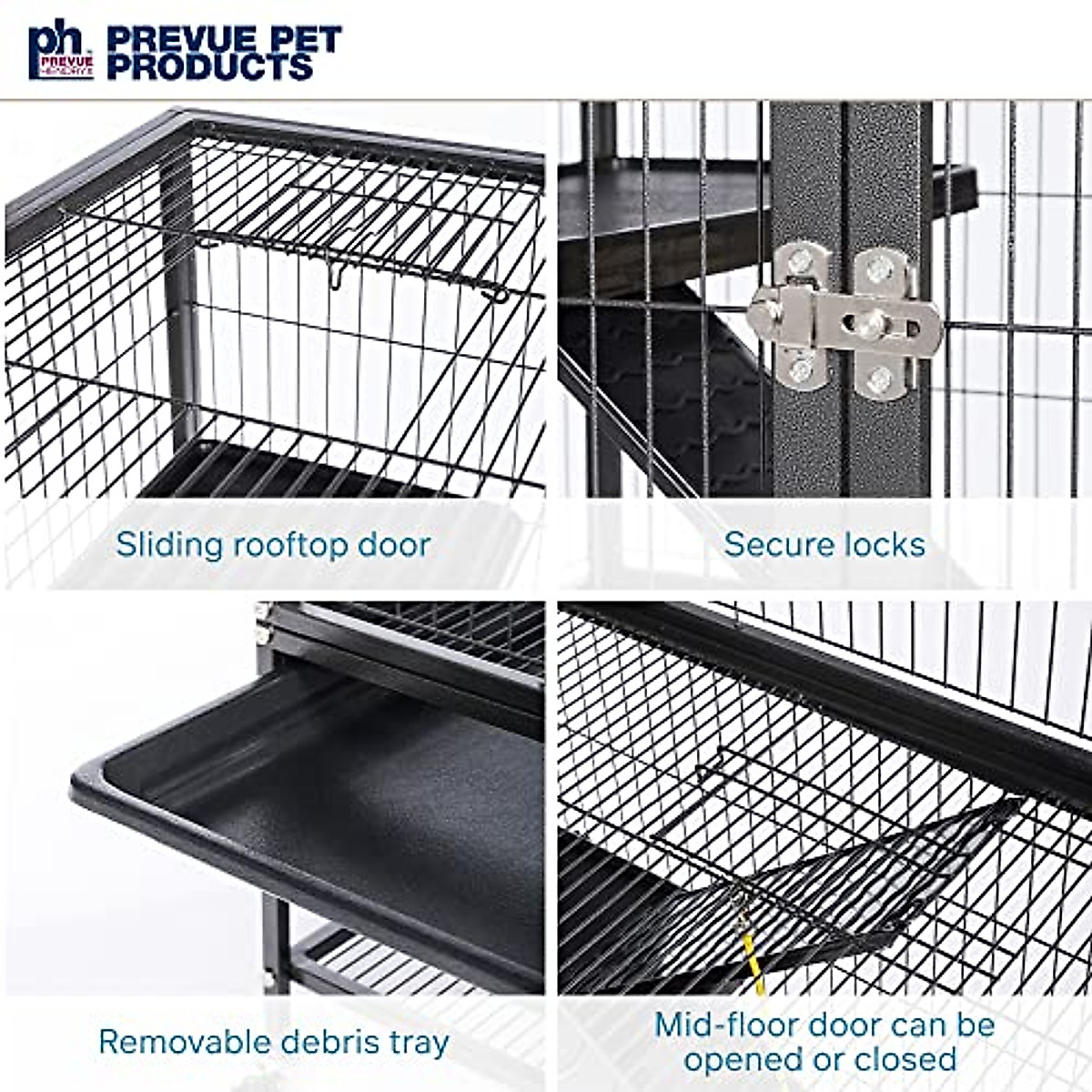 Prevue Pet Products 485 Feisty Ferret Home with Stand, Black Hammertone