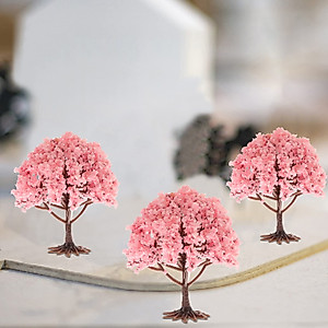 Angoily 10pcs Miniature Flower Tree Model Train Scenery Architecture Cherry Blossom Trees Mini Fake Trees for DIY Sand Table Crafts Building Model Scenery Landscape Ornaments