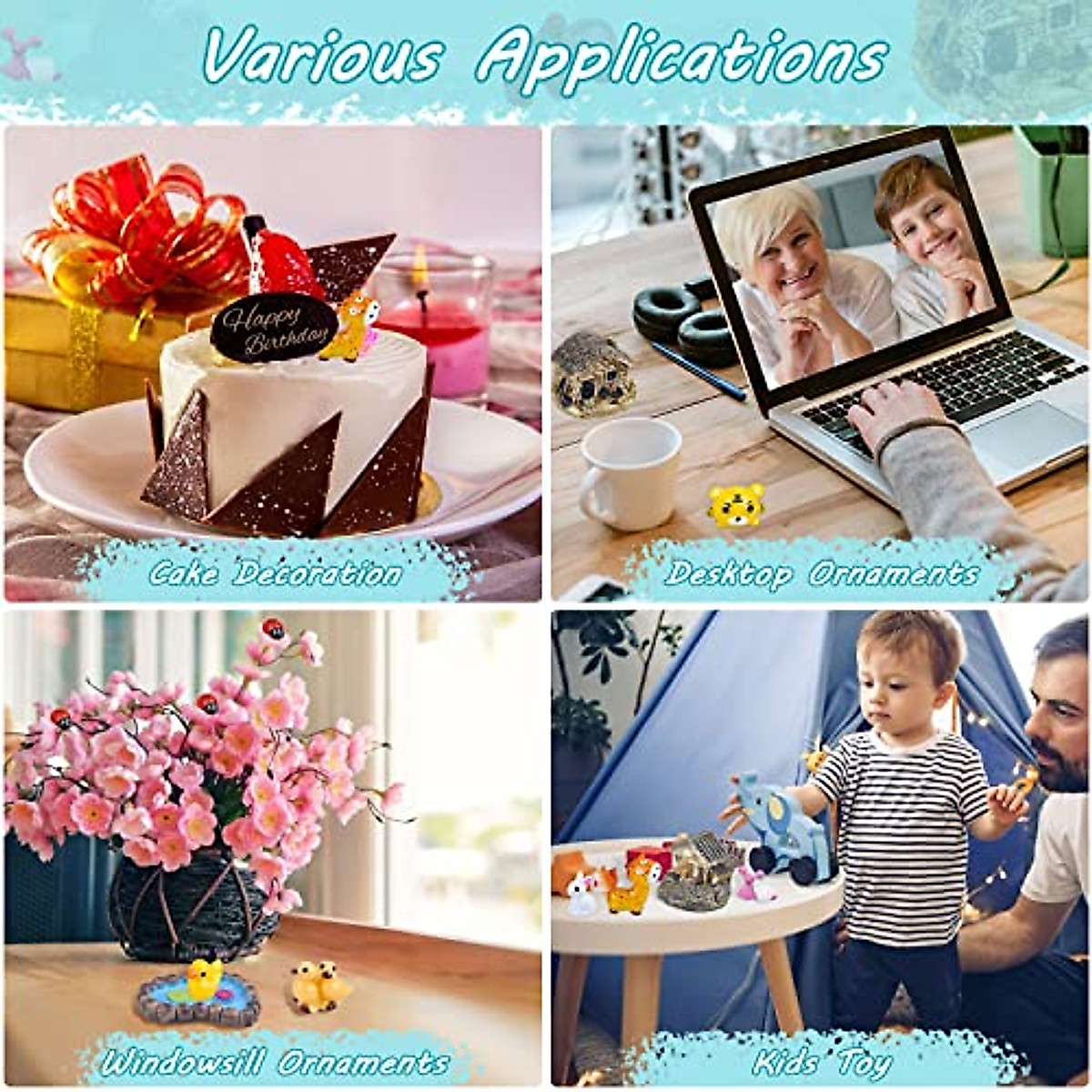 Modacraft 200Pcs Miniature Fairy Garden Accessories Including 100Pcs Fixed Pins, Fairy Garden Kit Fairy House Animal Figurines Mini Landscape for Garden Dollhouse Potted Plant Bonsai Terrarium Décor