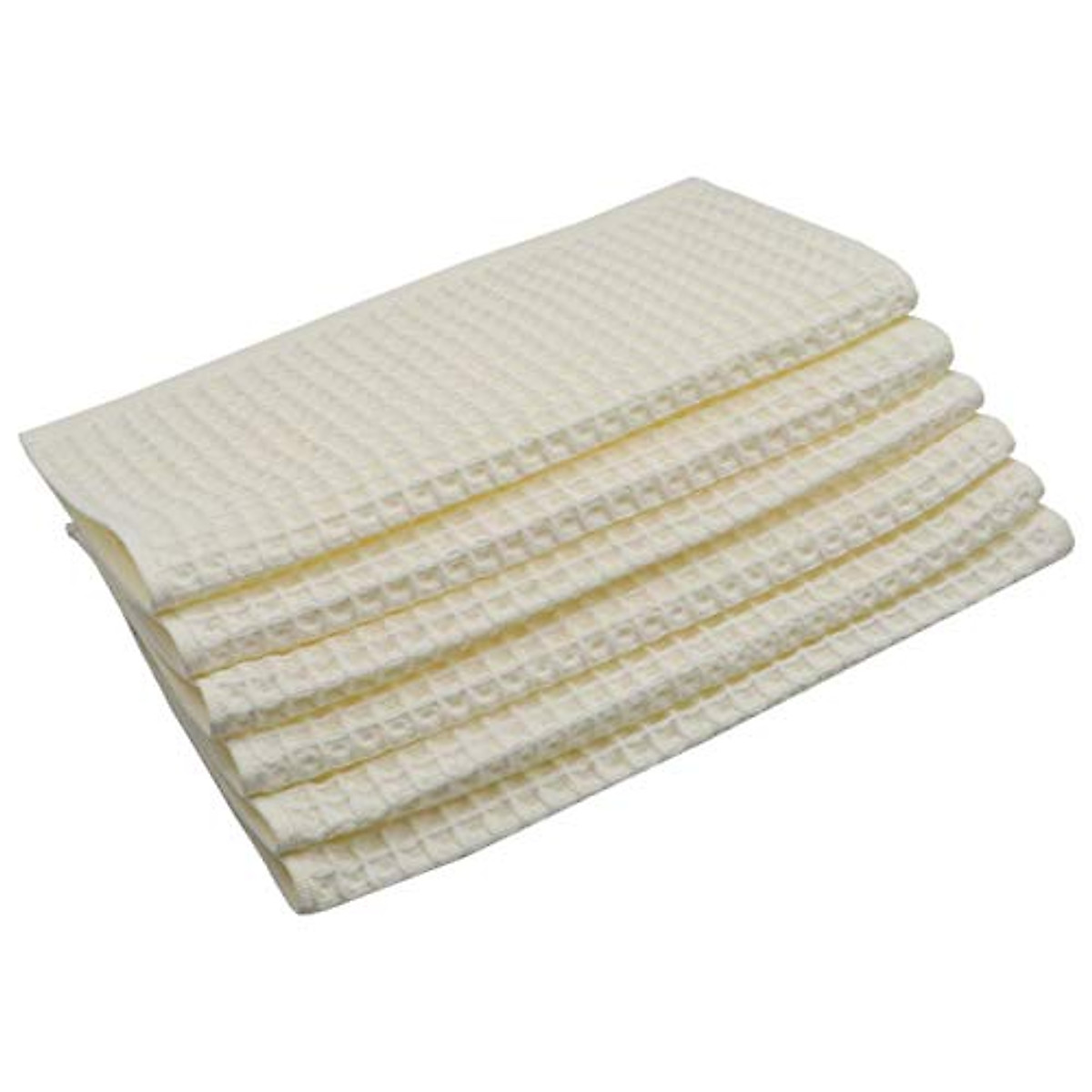 GQZLUCK 100% Natural Cotton Classic Waffle Weave Dish Cloths, Soft Ultra Absorbent Bath Hand FaceTowel, Fast Drying Lightweight Washcloth, Set of 6 (Beige)