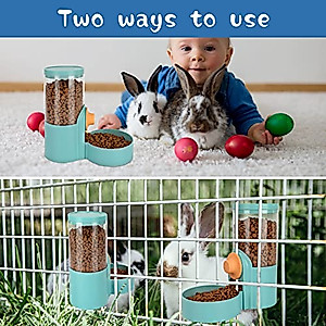 Rypet Rabbit Automatic Feeder, 35oz Hanging Automatic Bunny Food Dispenser with Lid for Small Animals,Guinea Pig, Rabbit, Ferret