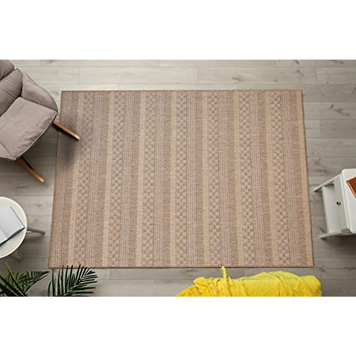 Sherloom Modern Indoor Outdoor Area Rugs 5x7 | Non-Shed - Non-Skid - Washable Rug Runner for Living Room, Dining, Entryway, Patio, Pool Deck | Menzis Collection | Natural, Neutral