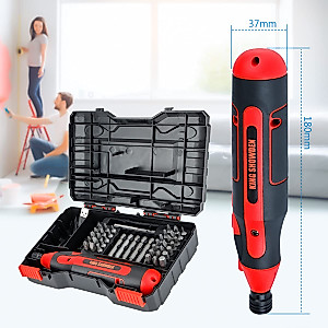 King Showden Electric Screwdriver 4V Cordless Power Screw Drivers Kit with 42 pcs Drill Bits, USB Rechargeable Lithium ion Battery, LED Work Light, Carrying Case
