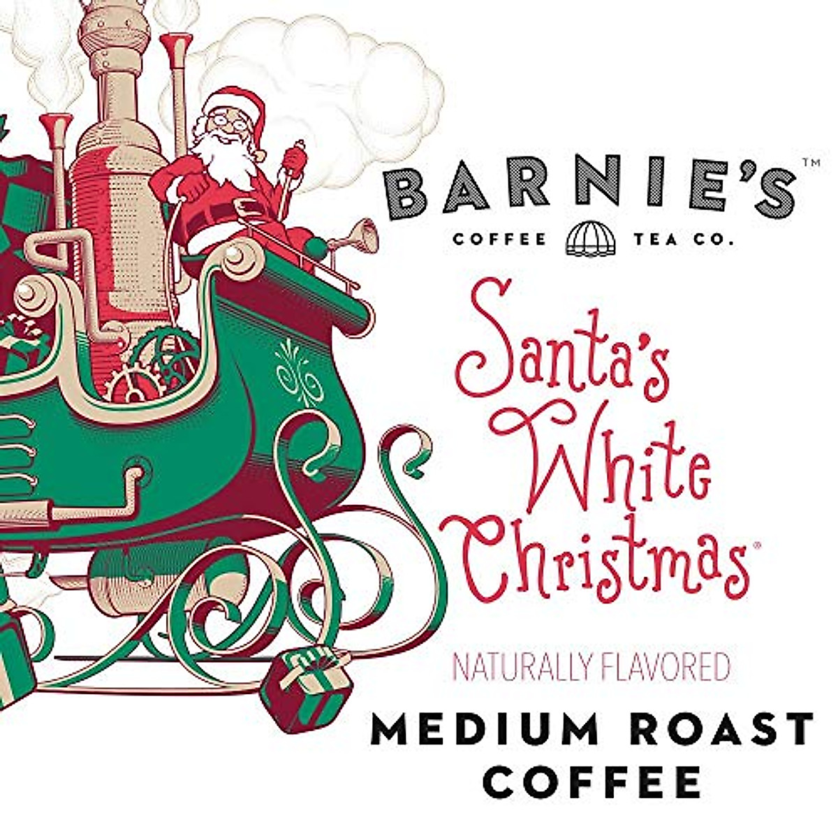 Barnie's Single Serve Santa's White Christmas Coffee Pods with Coconut, Caramel and Warm Vanilla Flavors, Medium Roast Coffee Compatible with Keurig Brewers, 10 Count