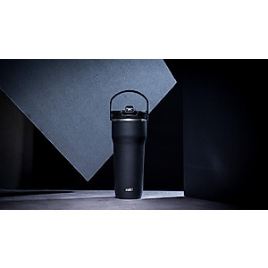 Zak Designs Harmony 2-in-1 Coffee Tumbler for Travel or At Home, 30oz Recycled Stainless Steel is Leak-Proof When Closed and Vacuum Insulated with Handle (Ebony Black)