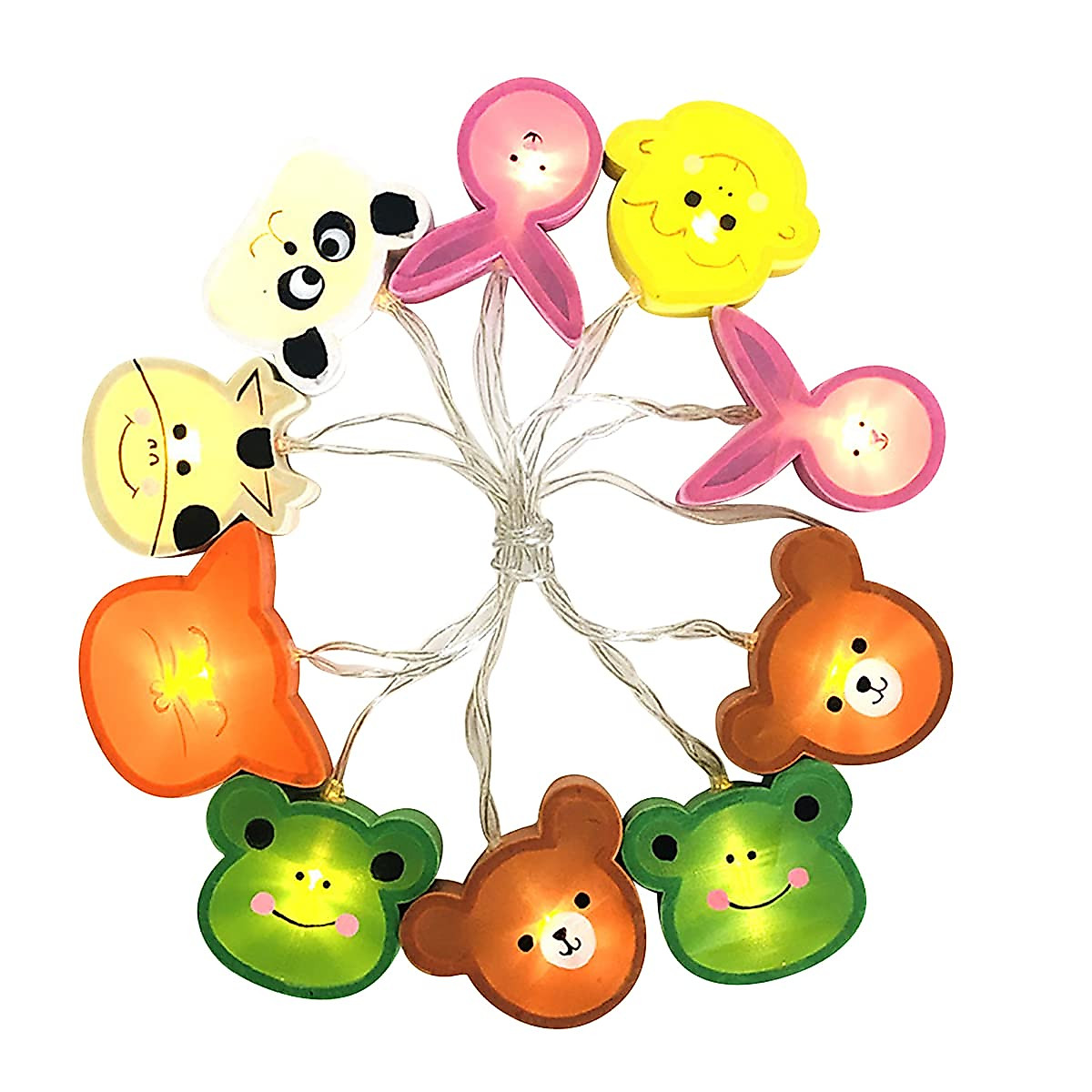 LEKIBOP 10LED Cartoon Animal Wooden LED Light String Battery Powered Indoor Outdoor Lighting Lamp for Wedding Home Birthday Garden Yard Patio Party Decorations