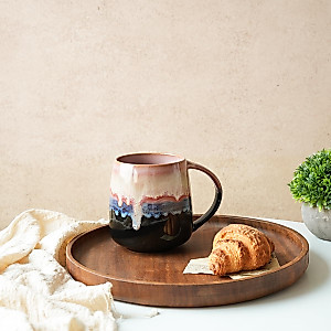 Bosmarlin Extra Large Ceramic Coffee Mug, 23 Oz, Microwave and Dishwasher Safe, Big Oversized Tea Cup, Reactive Glaze (Pink)