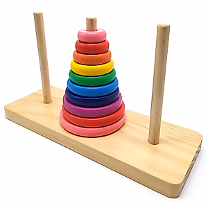 GeekHouse Wooden Stacking Rings for Toddlers, Rainbow Stacker for Kids, Early Learning Toys for Boys and Girls