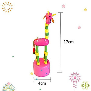 Finger Puppets, Wooden Cute Colorful Cartoon Puppets, Swing Dancing Body collapsing Desktop Toys for Kids Toddlers (3 Giraffes)