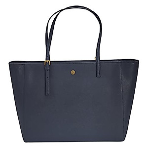 Tory Burch 134836 Emerson Tory Navy Blue With Gold Hardware Women's Large Tote