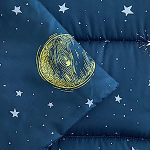 Wake In Cloud - Nap Mat with Removable Pillow for Kids Toddler Boys Girls Daycare Preschool Kindergarten Sleeping Bag, Rockets Stars Galaxy Space Planet on Navy Blue, 100% Soft Microfiber