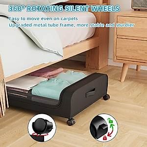 ROUTTOON Under Bed Storage, Under the Bed Storage Containers with Wheels, Under Bed Shoe Storage Organizer with Storage Bags, Rolling Underbed Storage Containers for Bedroom Clothes Shoes