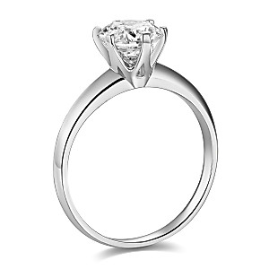 The World Jewelry Center 14k White Gold SOLID Wedding Engagement Ring - Size 8