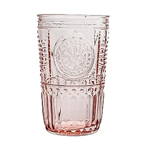 Bormioli Rocco Romantic Set Of 6 Tumbler Glasses, 11.5 Oz. Colored Crystal Glass, Cotton Candy Pink, Made In Italy.