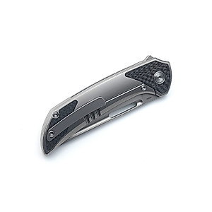 Miguron Knives M Eriko Flipper Folding Knife 3.5" M390 Blade Titanium Handle Carbon Fiber Inlay Pocket Knife MGR-610BK