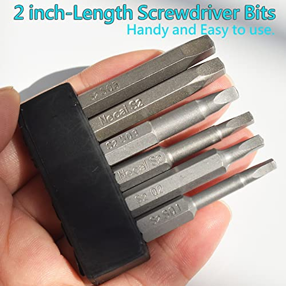 Square Head Screwdriver Bits 6 Sizes SQ1, SQ2, SQ2.7, SQ3, SQ4, SQ5, SKZIRI 6PCS 1/4 Inch Hex Shank Square Screwdriver Tool Set Kits Magnetic Tips For Poket Hole Jig