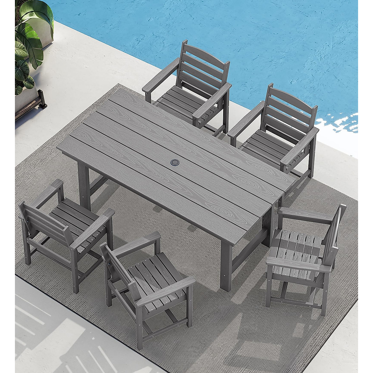 SERWALL Patio Dining Chair Set of 2, Gray