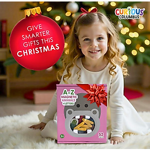 Curious Columbus Animal Magnets - 52 Toddler Magnets For Refrigerator - Fridge Magnets For Toddlers Play with Magnetic Letters - ABC Kid Magnet for Alphabet Learning - Kids Foam Animals A-Z Activities