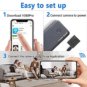 Rettru Spy Camera Hidden Camera WiFi : Smallest HD Mini Camera Nanny Cam Small Camera Spy Cam Mini Wireless Camera Mini Spy Camera V380 Pro WiFi Camera Indoor Camera Wireless with Phone app