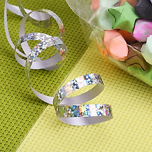 Outus Crimped Curling Ribbon Roll Silver Balloon Ribbons for Parties, Festival, Florist, Crafts and Gift Wrapping, 5 mm, 100 Yard