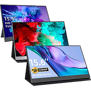 VisionOwl Portable Monitor Bundle (Monitor with Cover & Monitor with Kickstand) 15.6 Inch Travel Screen Computer Display for Laptop PC Mac Surface PS4/5 Xbox Switch, with Smart Cover, VESA Mountable