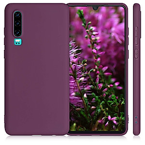 kwmobile Case Compatible with Huawei P30 Case - Soft Slim Protective TPU Silicone Cover - Bordeaux Violet